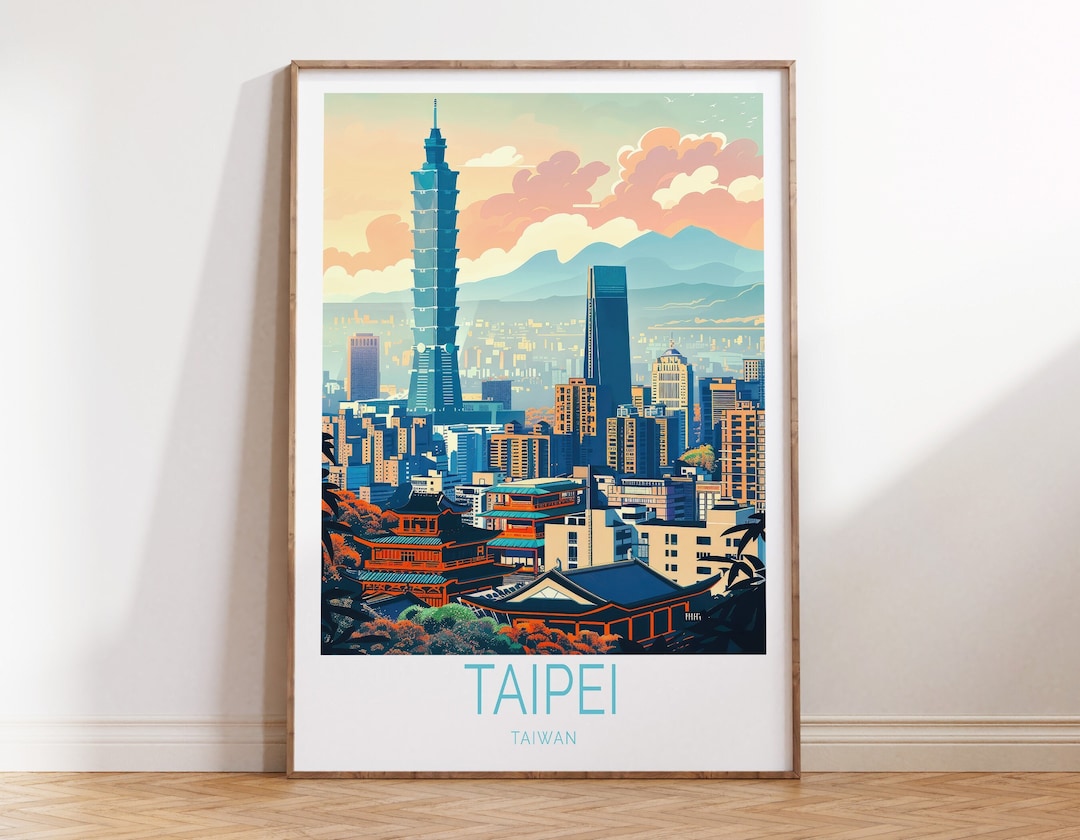 Taipei Taiwan Travel Poster, Taiwan Wall Art, Taipei City Print, Custom ...