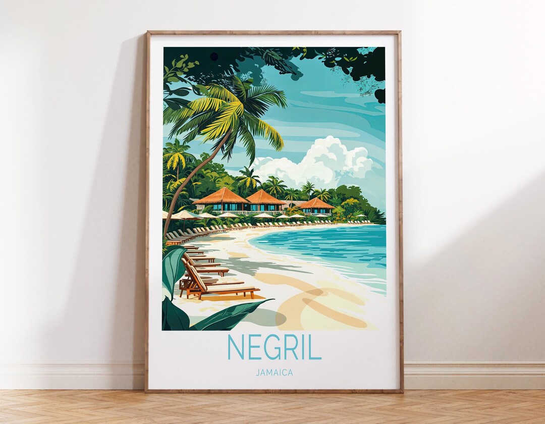 Negril Travel Poster, Negril Jamaica Travel Print, Jamaica Travel Wall ...