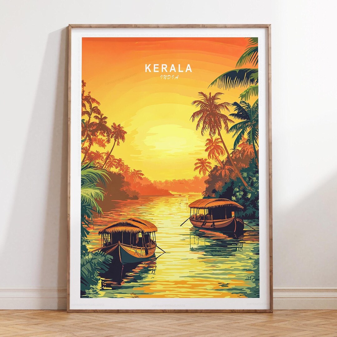 Kerala India Travel Poster, India Travel Print, Kerala Wall Art Print ...