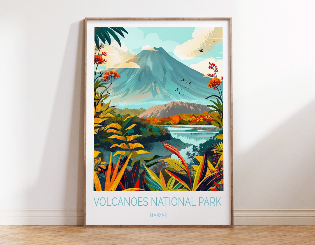 Volcanoes National Park Print, Volcanoes Hawaii Travel Poster, Hawaii ...