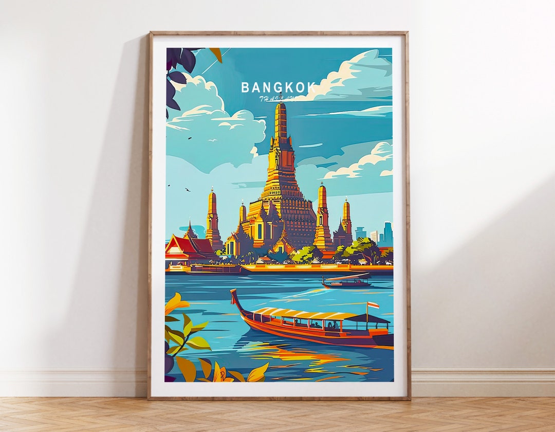 Bangkok Thailand Travel Poster, Thailand Wall Art, Thailand City Print ...
