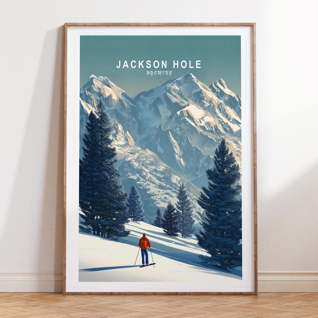 Jackson Hole Ski Print, Jackson Hole Wyoming Winter Poster, Wyoming ...