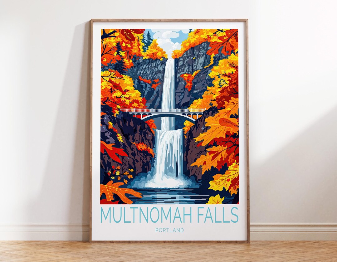 Multnomah Falls Travel Print - Portland, Multnomah Falls Travel Poster ...