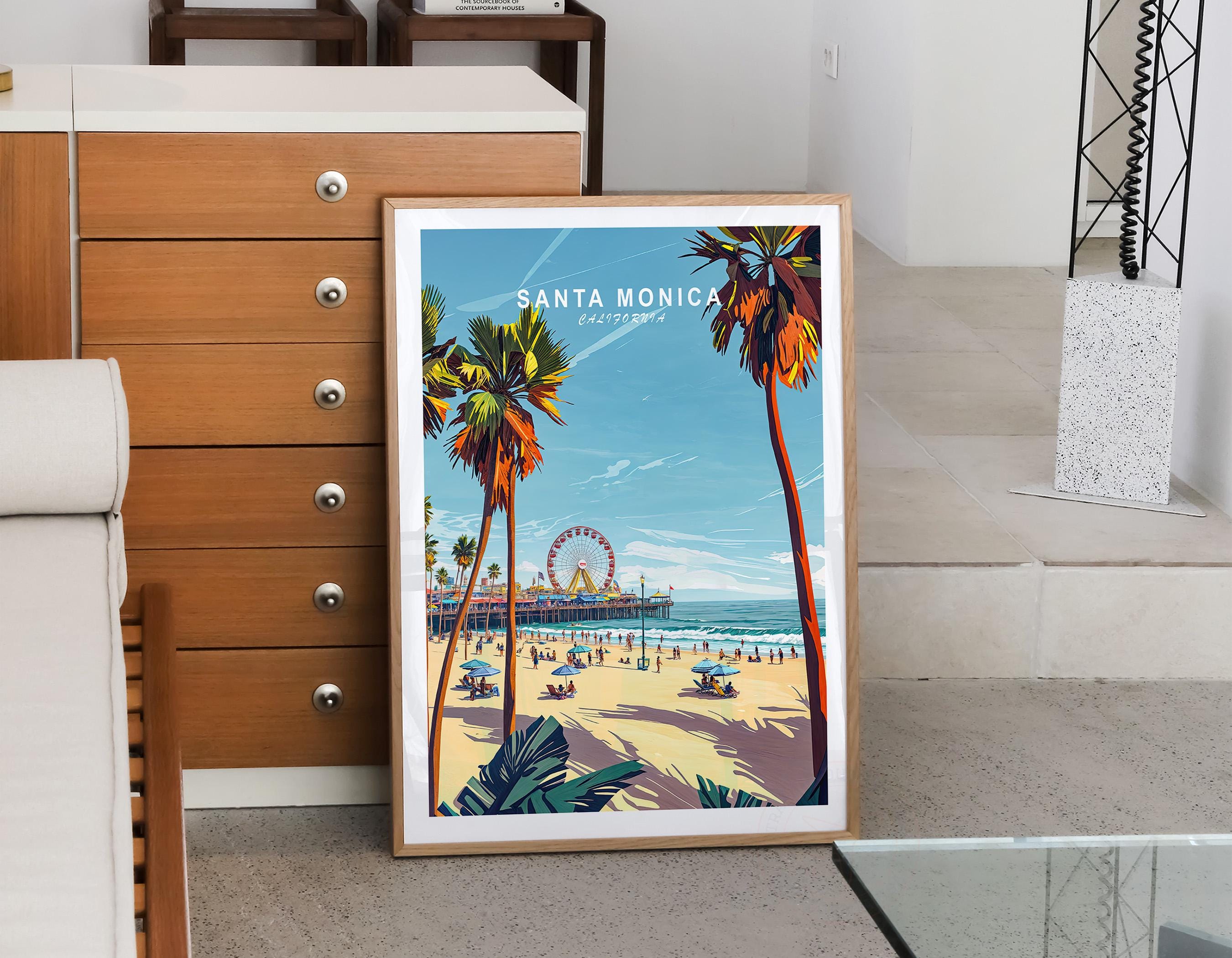 Santa Monica California Poster, Santa Monica California Wall Art, Santa ...