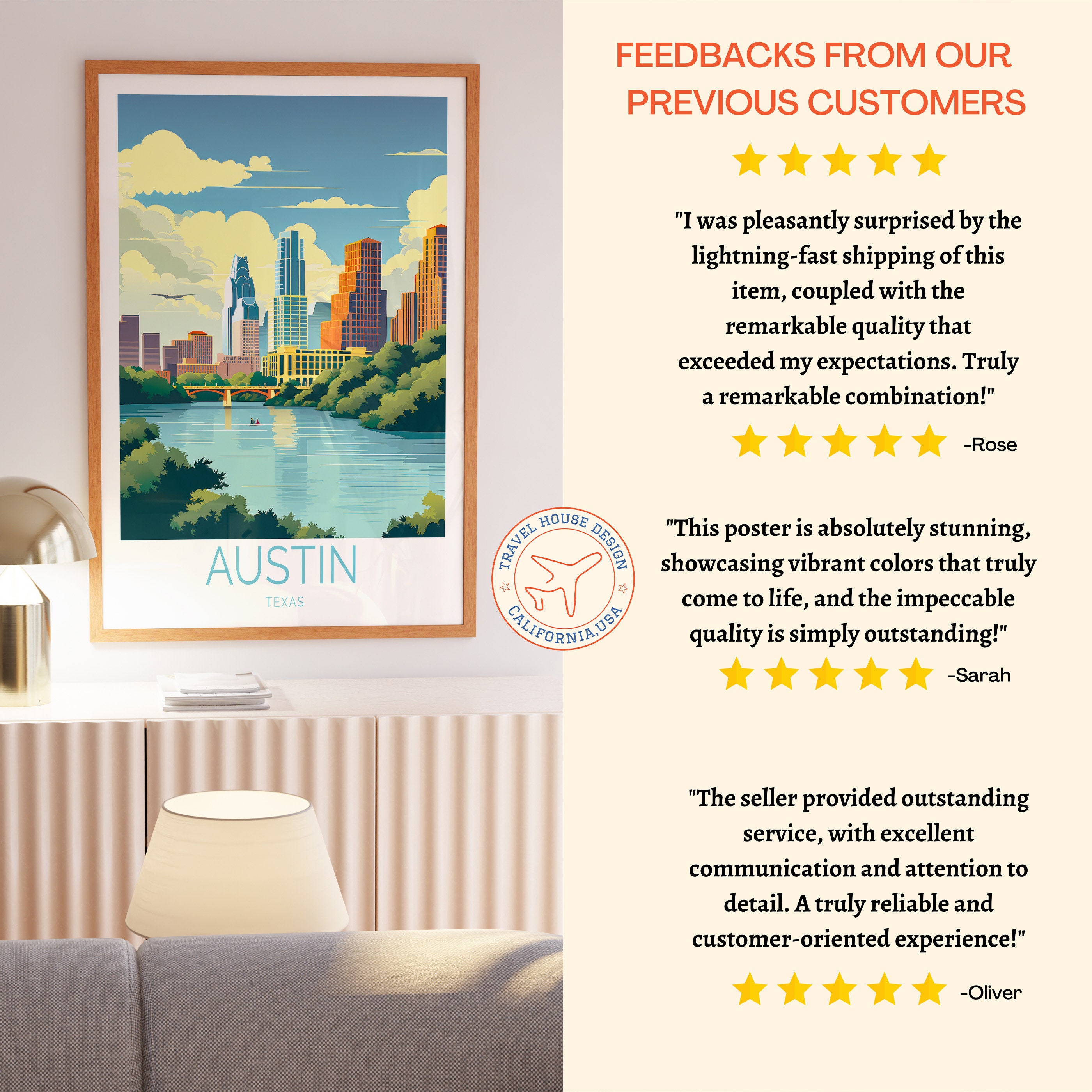 Austin Travel Poster Austin Texas Poster Austin Travel Wall - Etsy