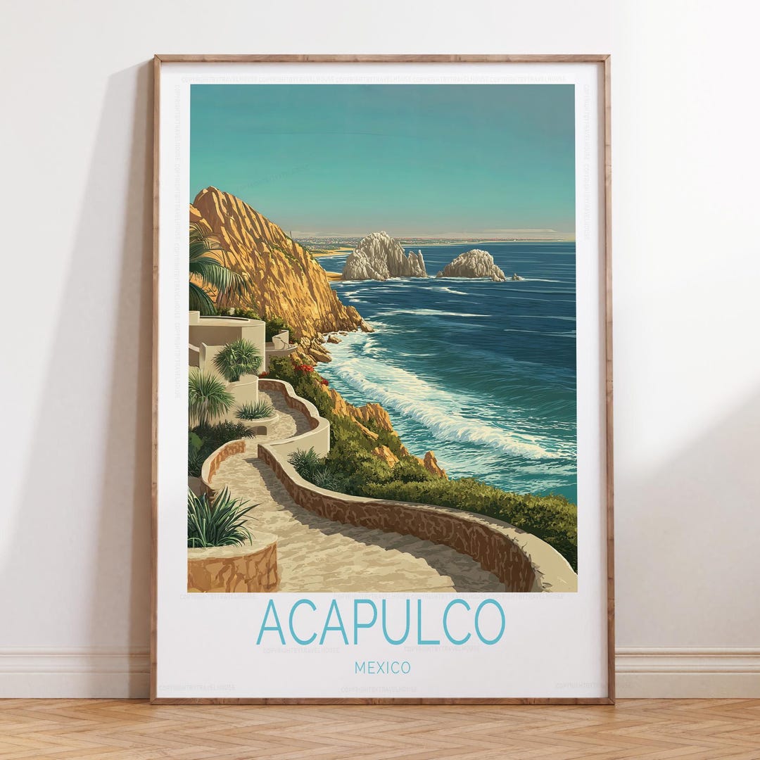 Acapulco Travel Print, Mexico Travel Poster, Acapulco Mexico Wall Art ...
