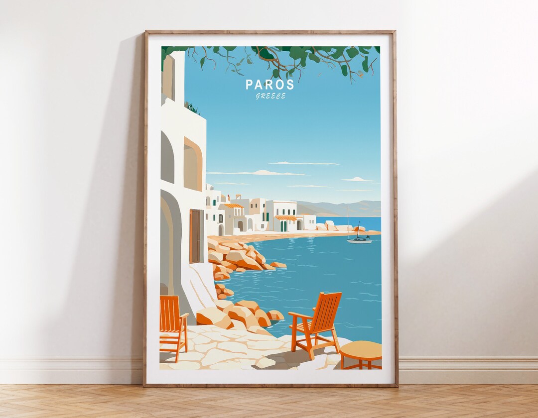 Paros Greece Travel Poster, Paros Poster, Greece Travel Wall Art, Paros ...