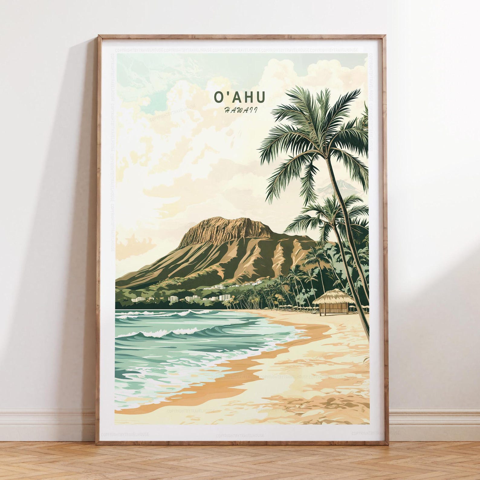 O'ahu Hawaii Travel Poster, O'ahu Travel Print, Hawaii Travel Wall Art ...