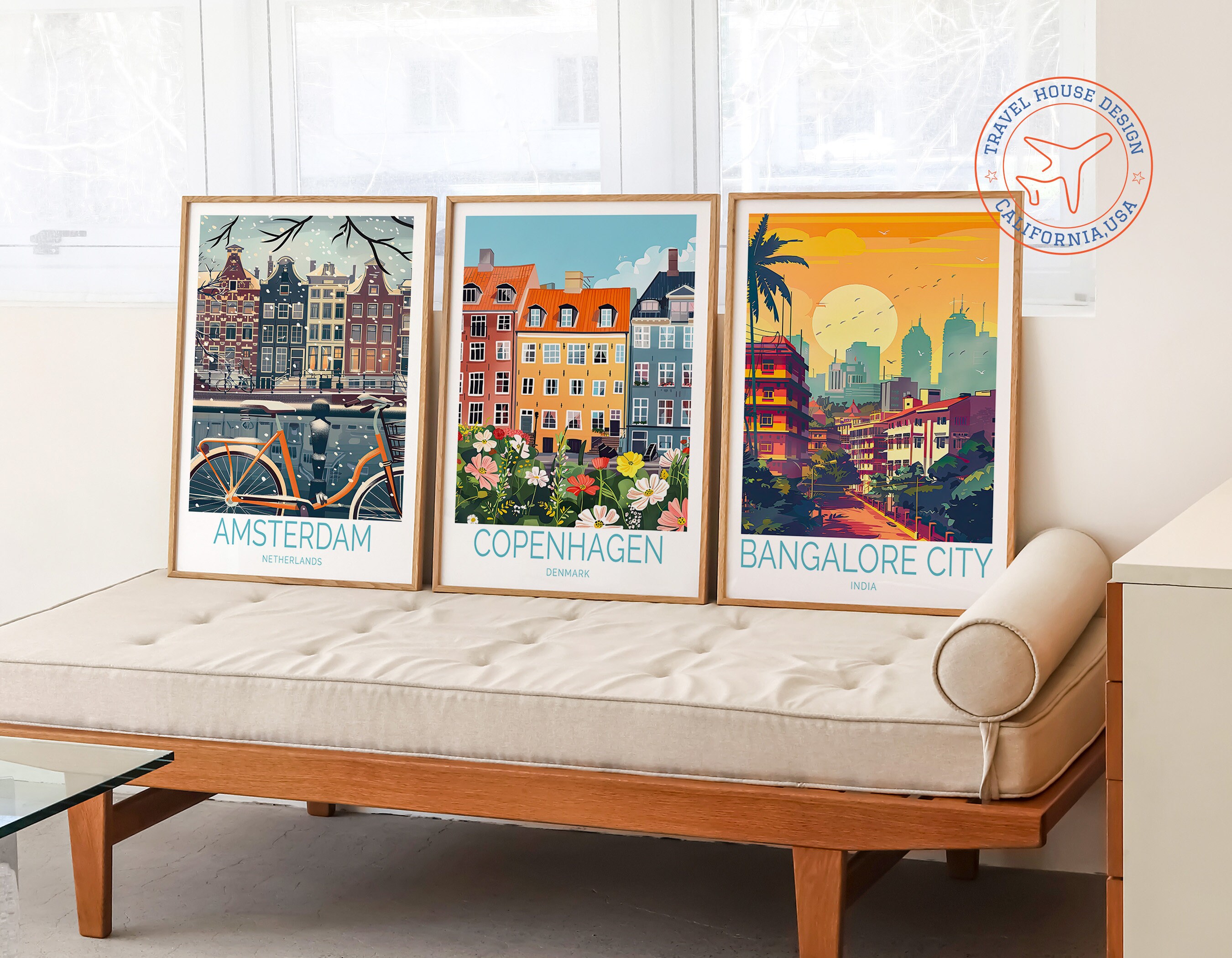 Copenhagen Travel Poster, Copenhagen Denmark Print, Copenhagen Denmark ...