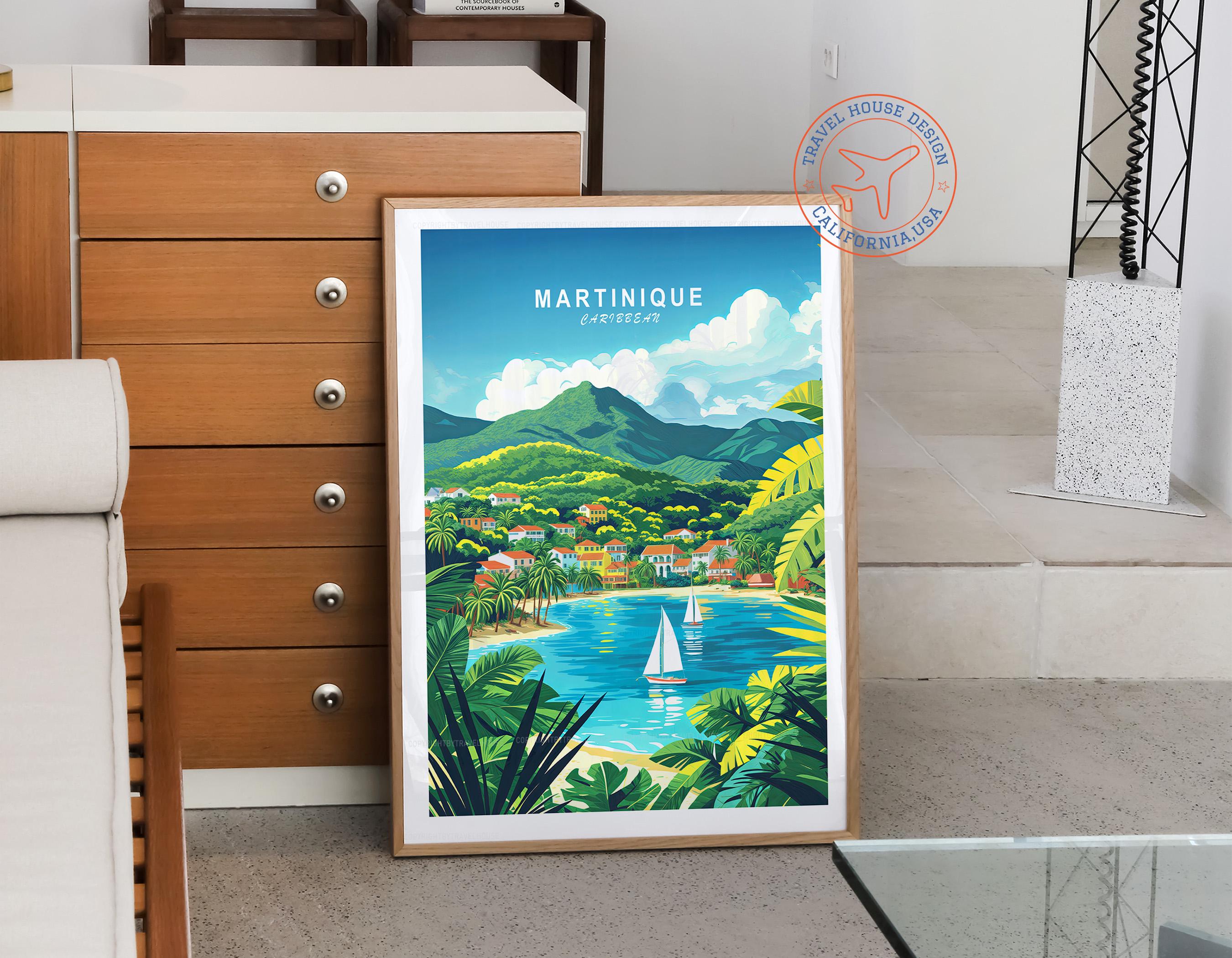 Martinique Caribbean Travel Poster, Caribbean Wall Art Print ...