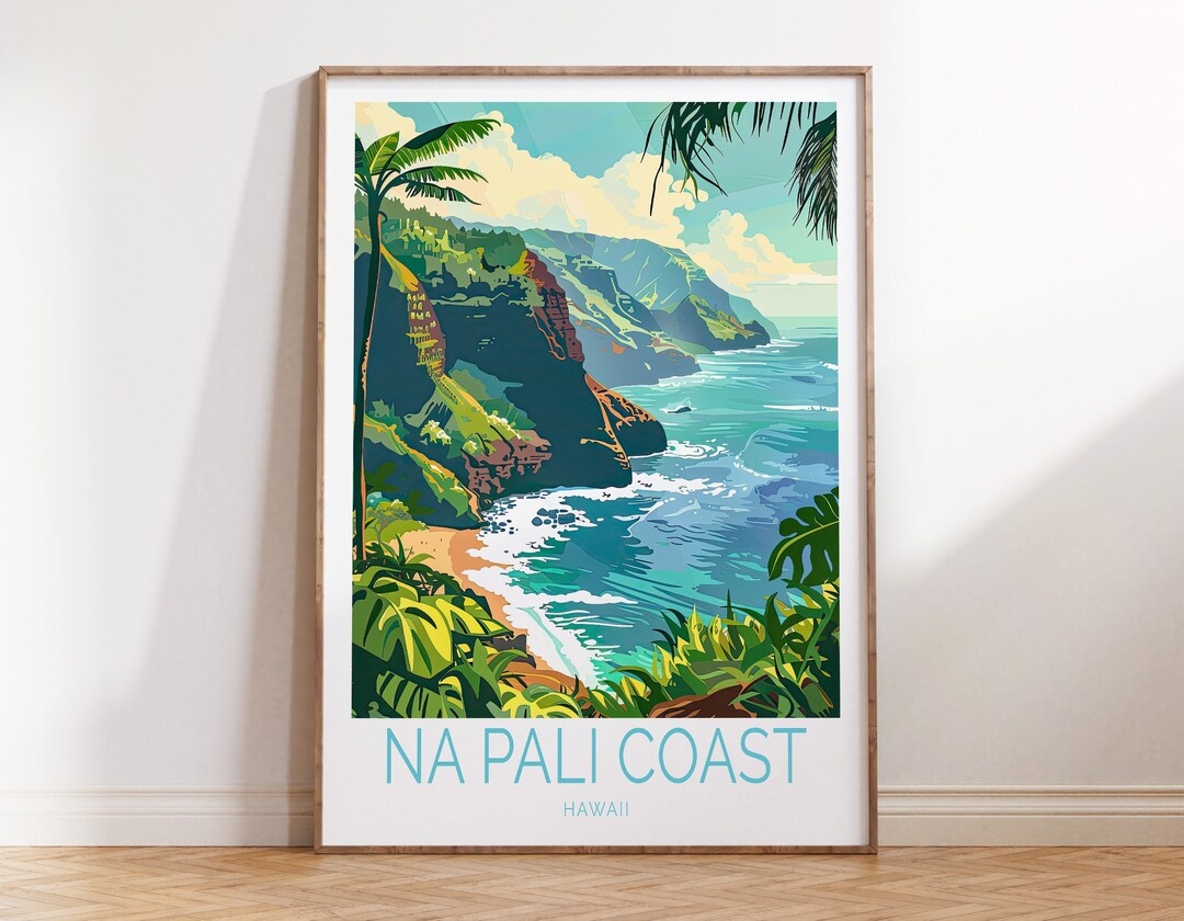 Na Pali Coast Poster, Hawaii Print, Na Pali Coast Hawaii Travel Poster ...