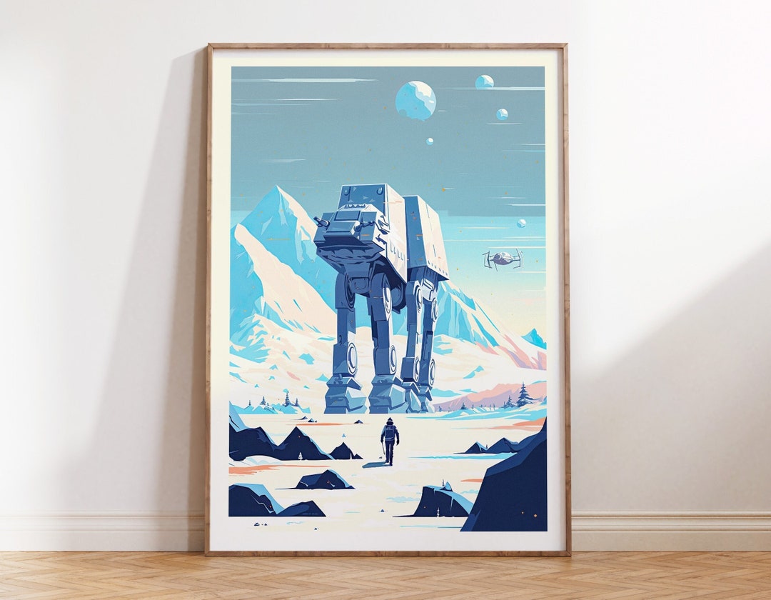 Hoth Star Wars Planet Minimalist Poster, Star Wars Travel Galaxy Wall ...