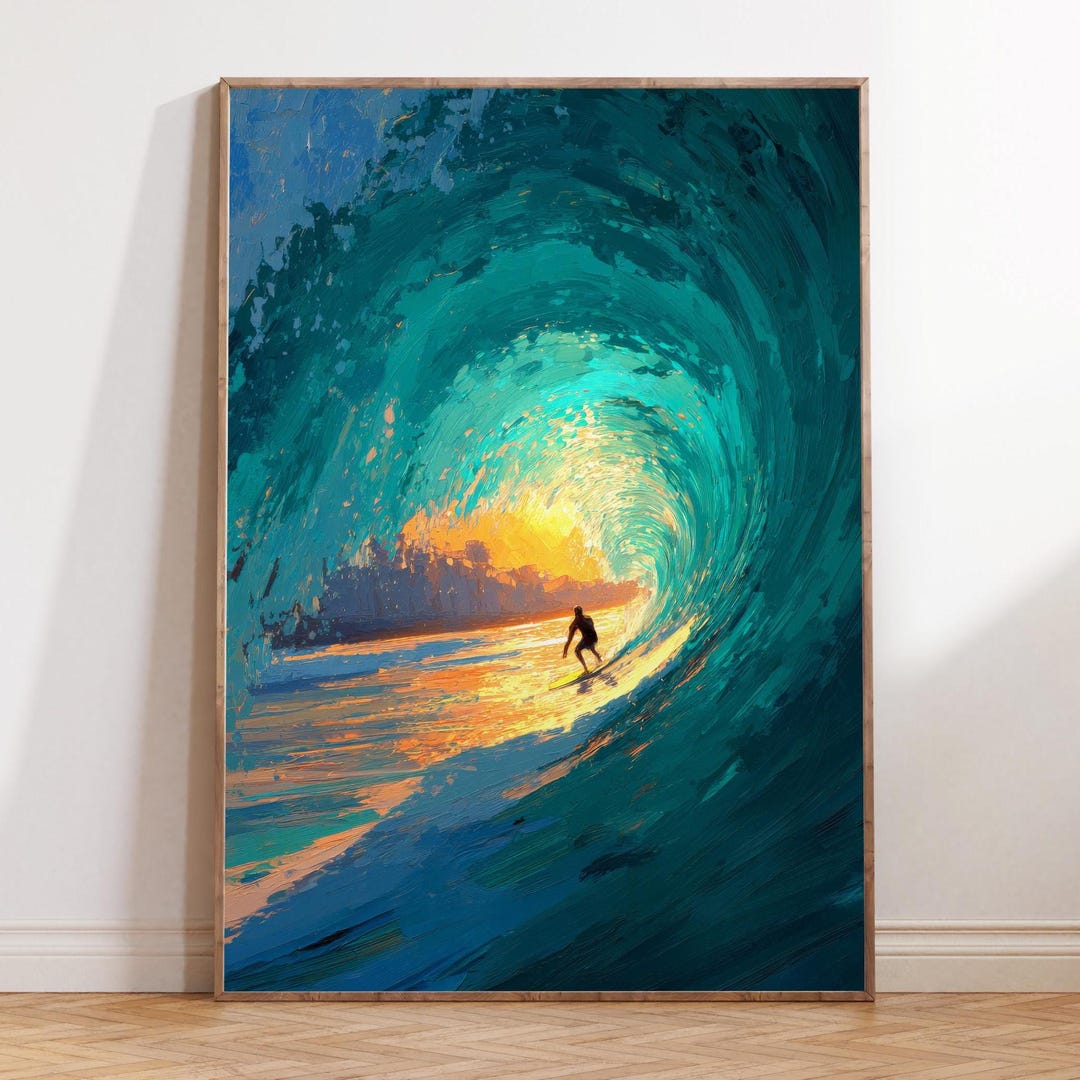 The Wedge Newport Beach Print, California Surf Art, Sunset Wave Oil ...