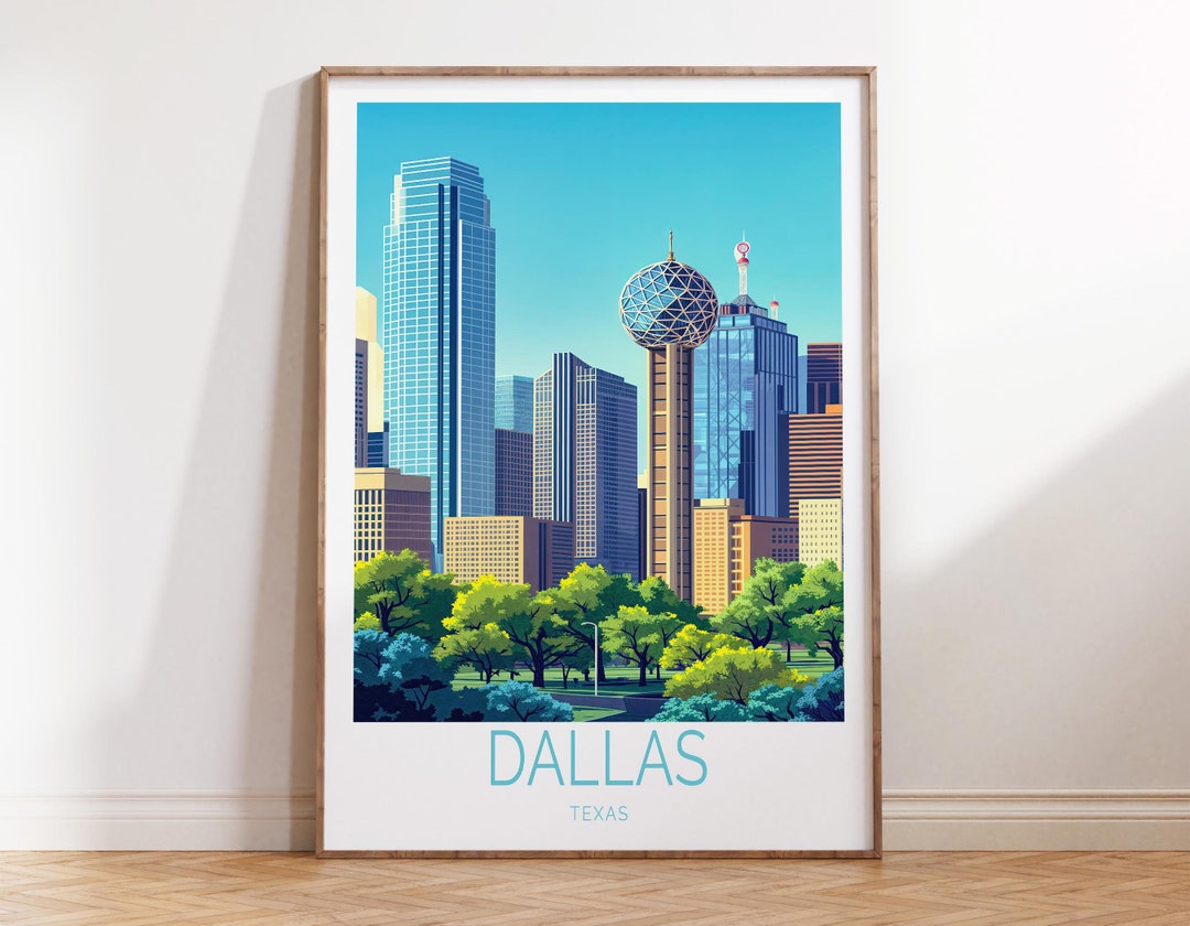 Dallas Custom Travel Poster, Texas Travel Wall Art, Dallas Texas Travel ...