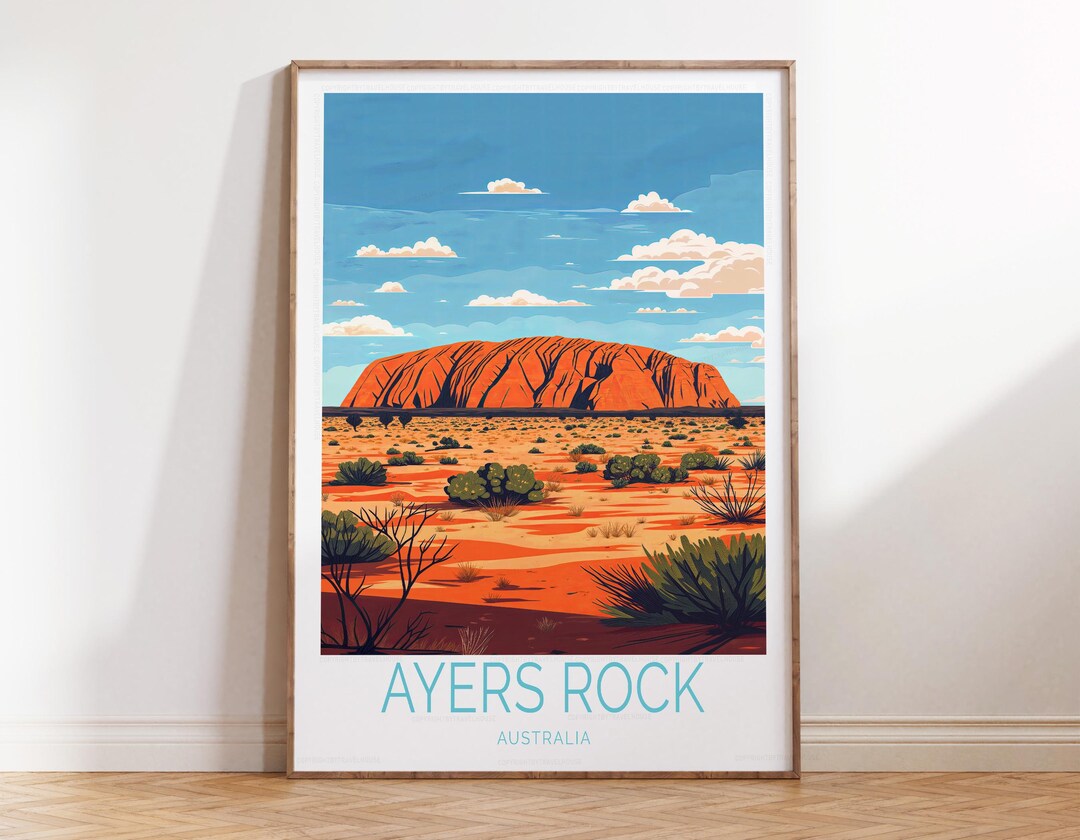 Ayers Rock Australia Travel Poster, Northern Territory Wall Art Print ...