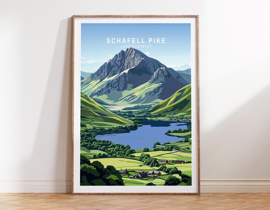 Lake District Scafell Pike Poster, England Travel Print, Schafell Pike ...