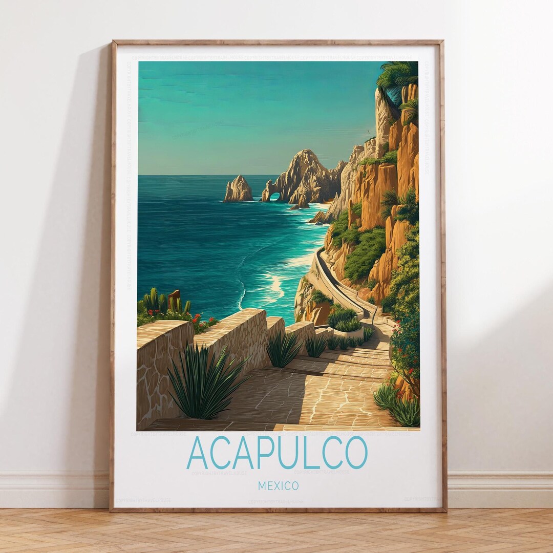 Acapulco Travel Poster, Mexico Travel Print, Acapulco Mexico Travel ...