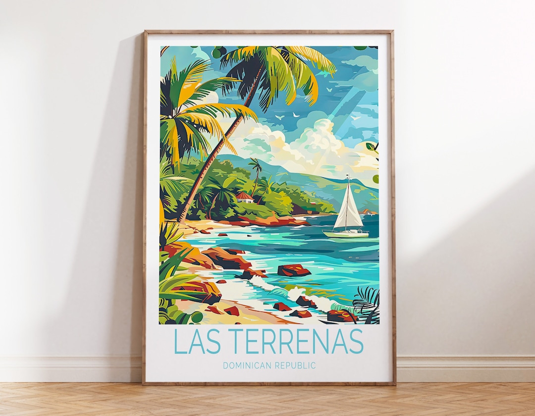 Las Terrenas Travel Poster, Dominican Republic Coast Wall Art, Las ...