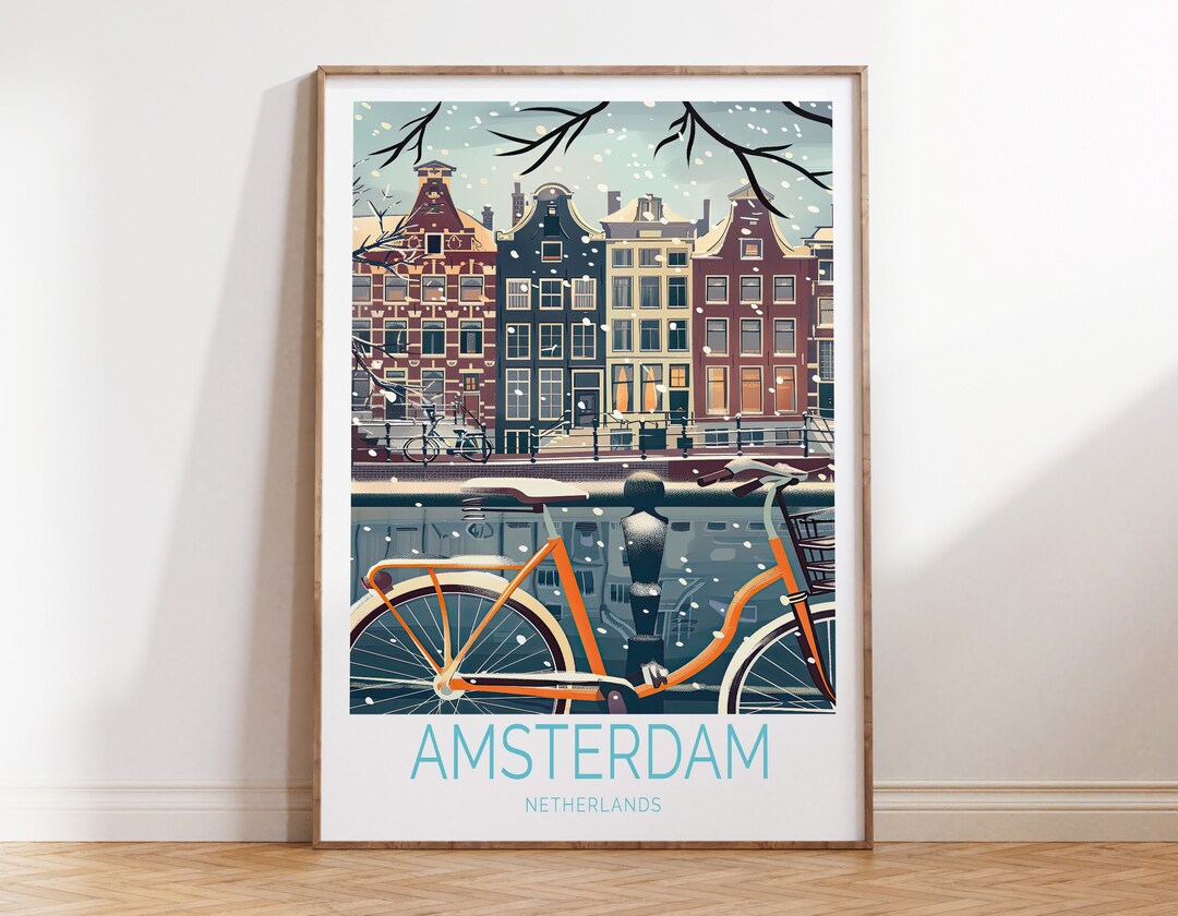 Amsterdam Netherlands Travel Poster, Amsterdam Wall Art, Netherlands ...
