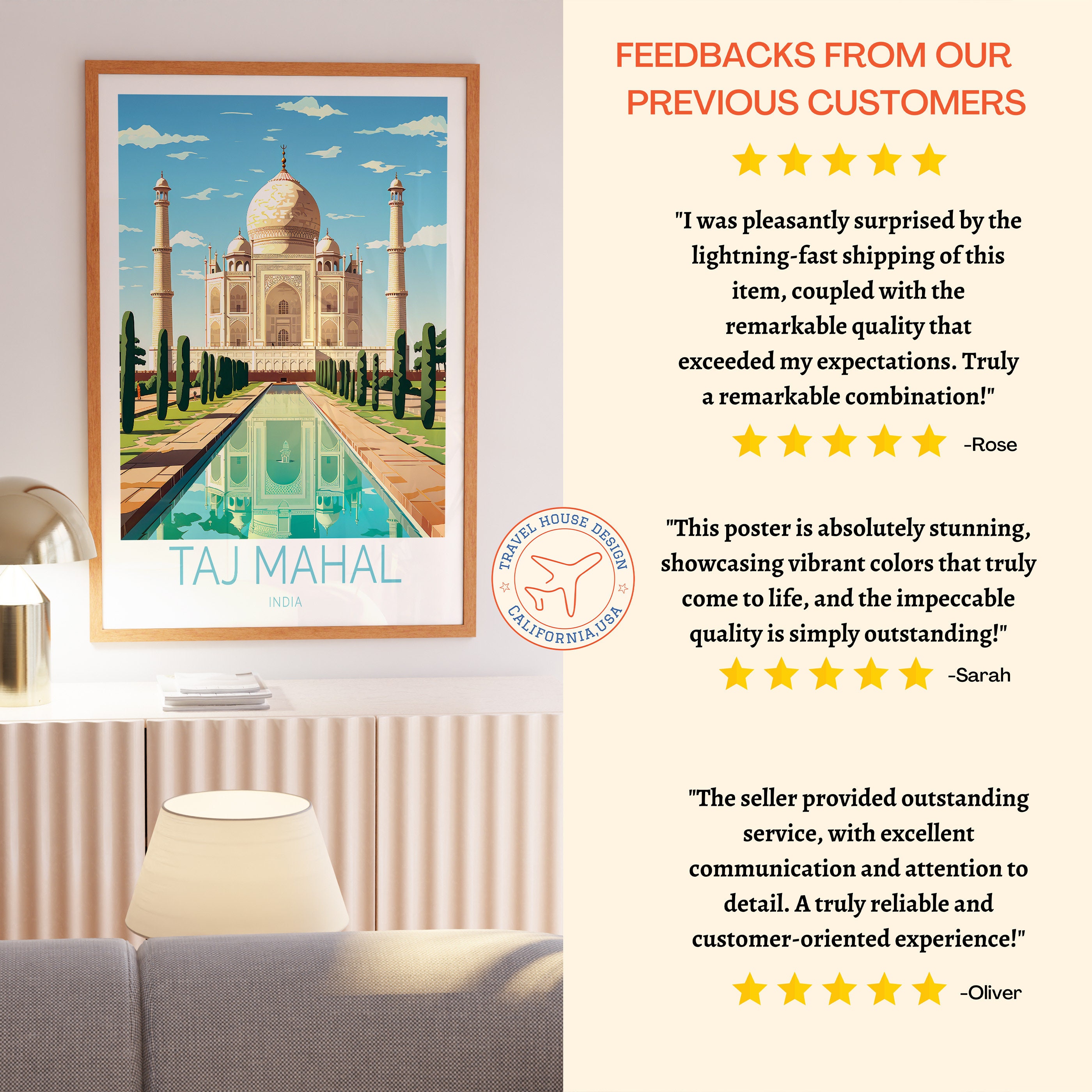 Taj Mahal India Travel Poster, Taj Mahal India Travel Illustrations ...