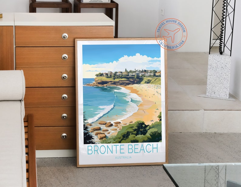 Bronte Beach Travel Poster, Bronte Beach Poster Wall Art, Bronte Beach ...