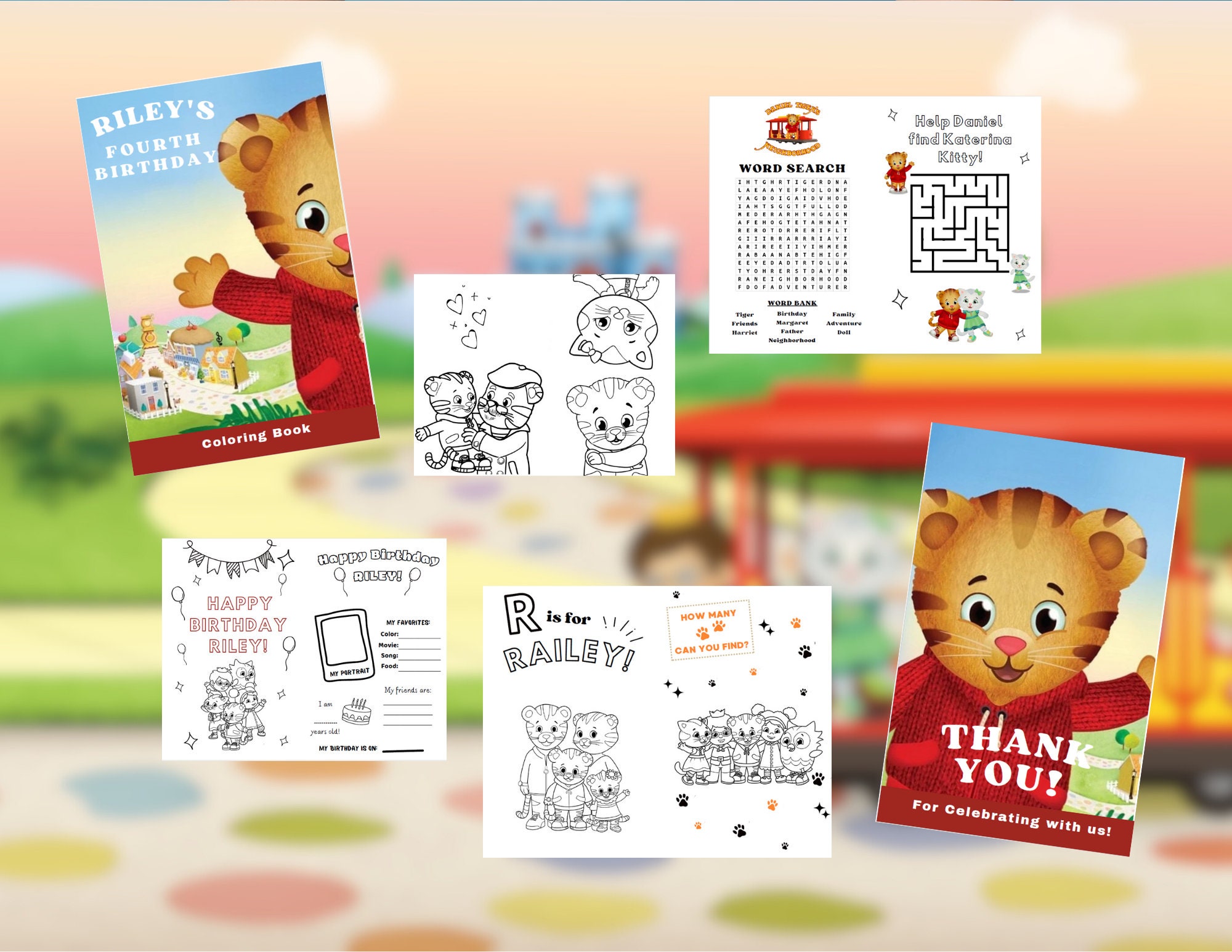 Daniel Tiger Digital Coloring Book | Daniel Tiger Personalized Coloring Book | Digital Coloring ...