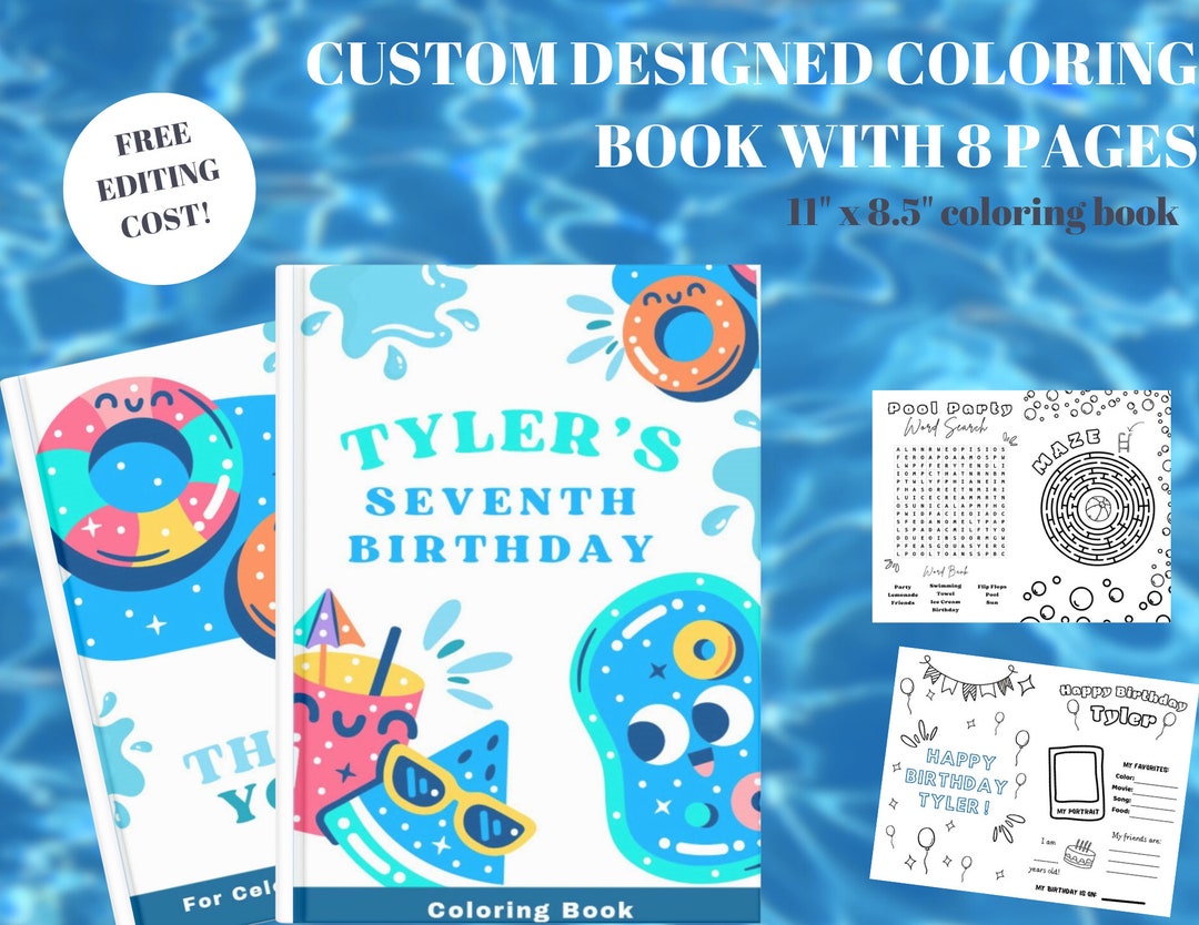 Pool Party Coloring Book | Pool Party Personalized Coloring Book ...