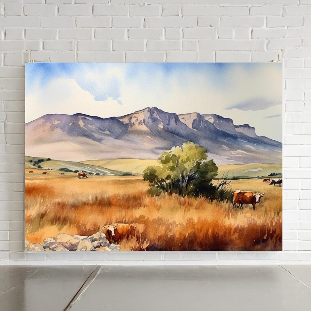 Western Cattle Print: Retro Cowboy Art, Cowgirl Decor (digital Download ...