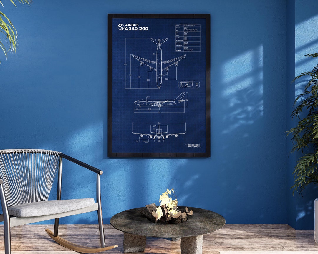 Airbus A340-200 Vertical Blueprint Premium Matte Paper Poster - Etsy