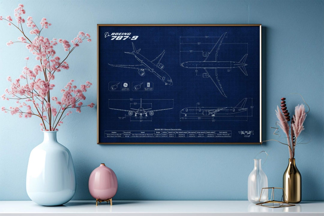 Boeing B787-9 Horizontal Blueprint Premium Matte Paper Poster - Etsy
