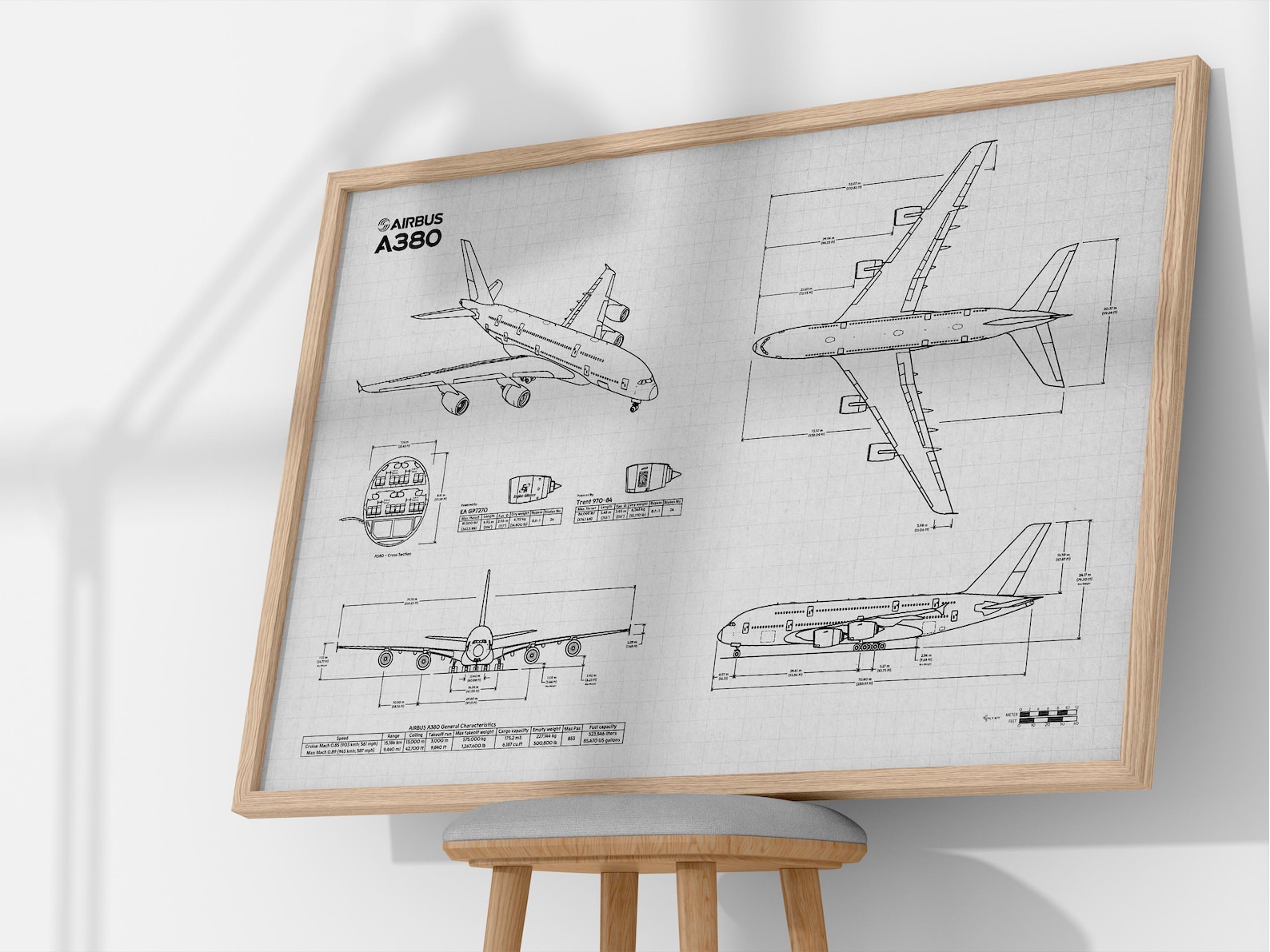 Airbus A380-800 Blueprint Poster Horizontal | Aviation Wall Art - Etsy