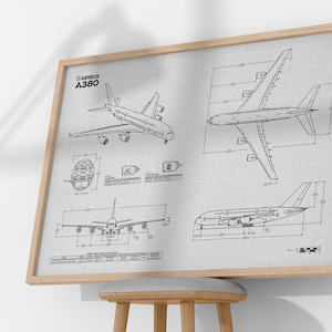 Airbus A380-800 Blueprint Poster Horizontal | Aviation Wall Art - Etsy