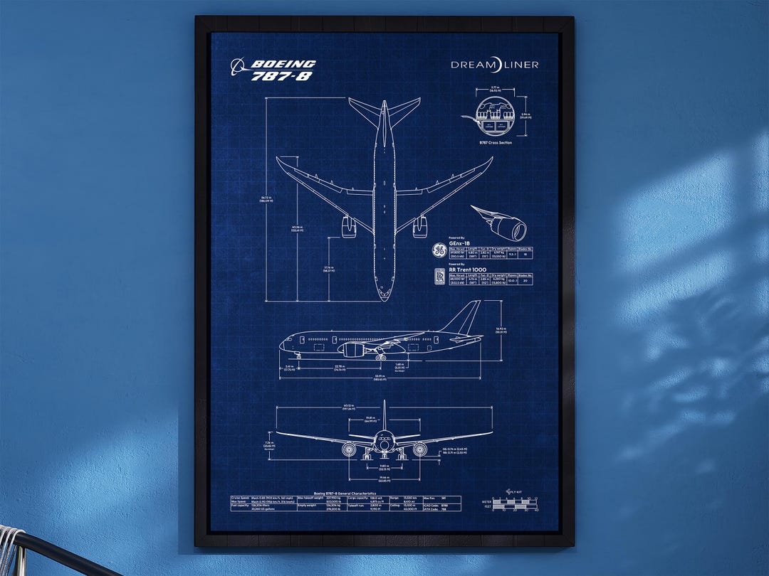 Boeing 787-8 Dreamliner Blueprint Poster: Aviation Wall Art - Etsy