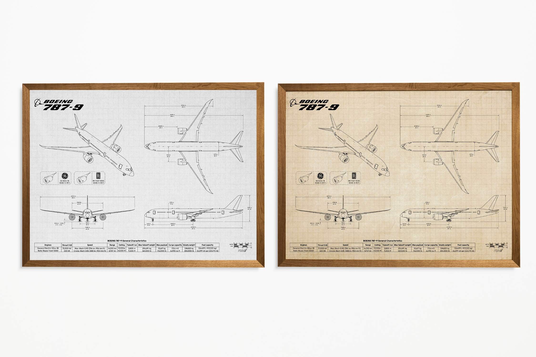 Boeing B787-9 Horizontal Blueprint Premium Matte Paper Poster - Etsy