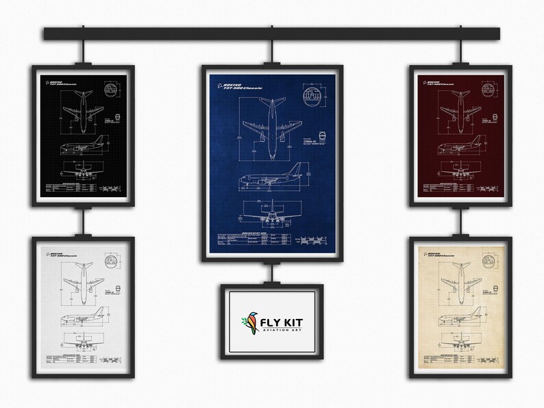 Boeing B737-500 Blueprint Poster Vertical | Aviation Wall Art - Etsy