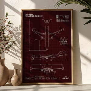 Airbus A350-900 Blueprint Poster Vertical | Aviation Wall Art - Etsy