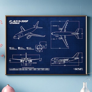 Airbus A310-300F Blueprint Poster Horizontal | Aviation Wall Art - Etsy