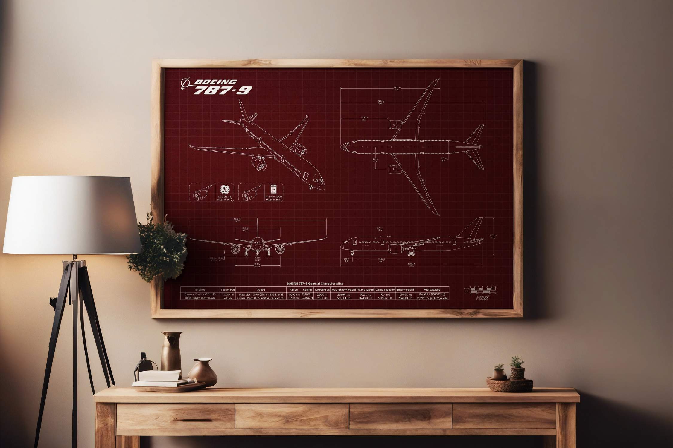 Boeing B787-9 Horizontal Blueprint Premium Matte Paper Poster - Etsy