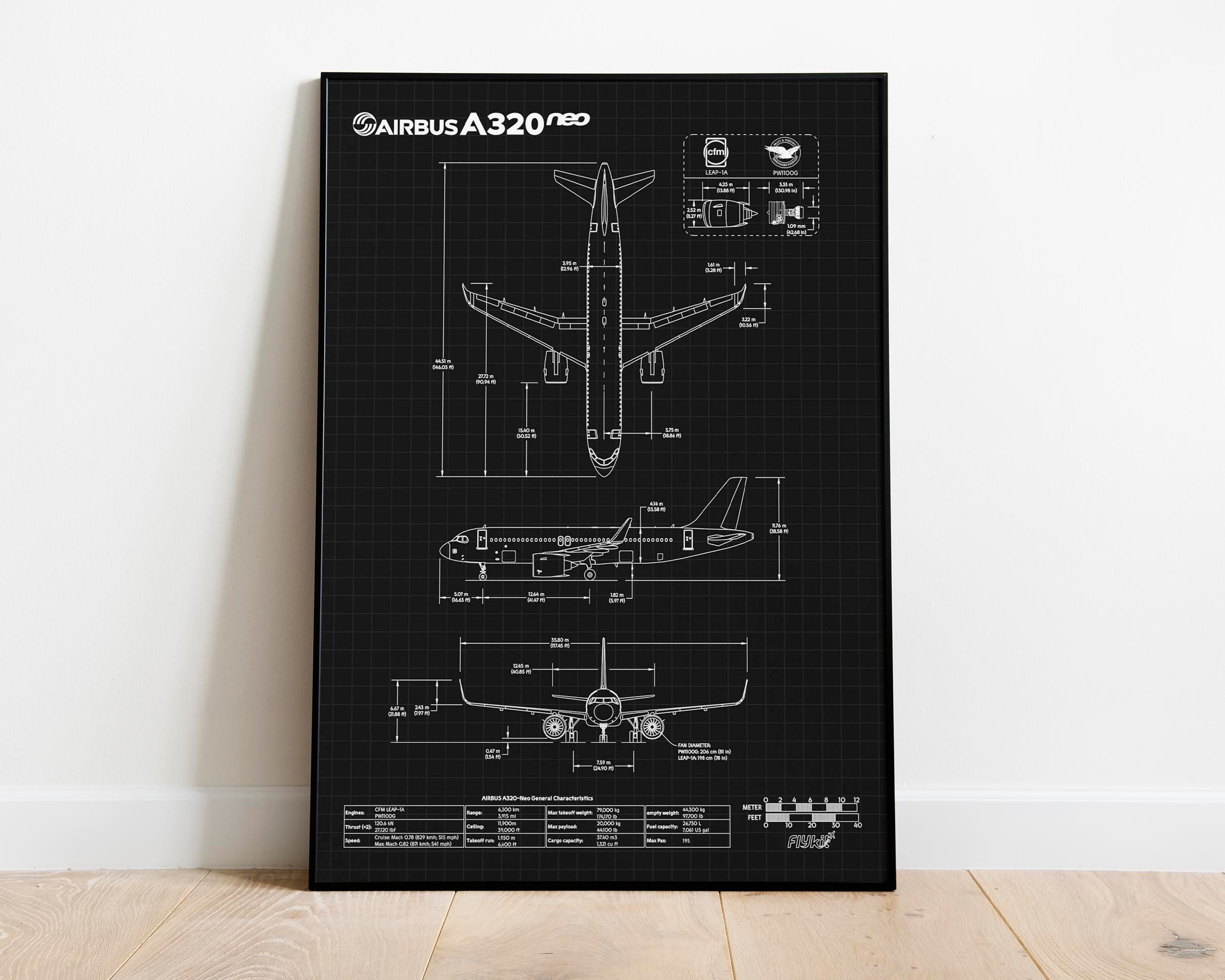 Airbus A320 Neo Vertical Blueprint Premium Matte Paper Poster - Etsy