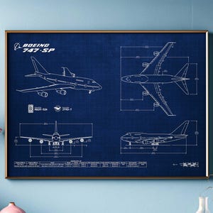 Boeing B747-SP Blueprint Poster Horizontal | Aviation Wall Art - Etsy