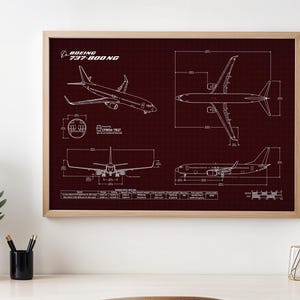 Boeing B737-800 NG Horizontal Blueprint Poster | Aviation Enthusiast ...