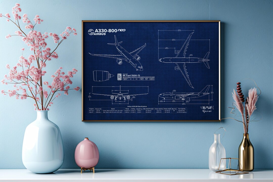 Airbus A330-800 NEO Horizontal Blueprint Premium Matte Paper Poster - Etsy