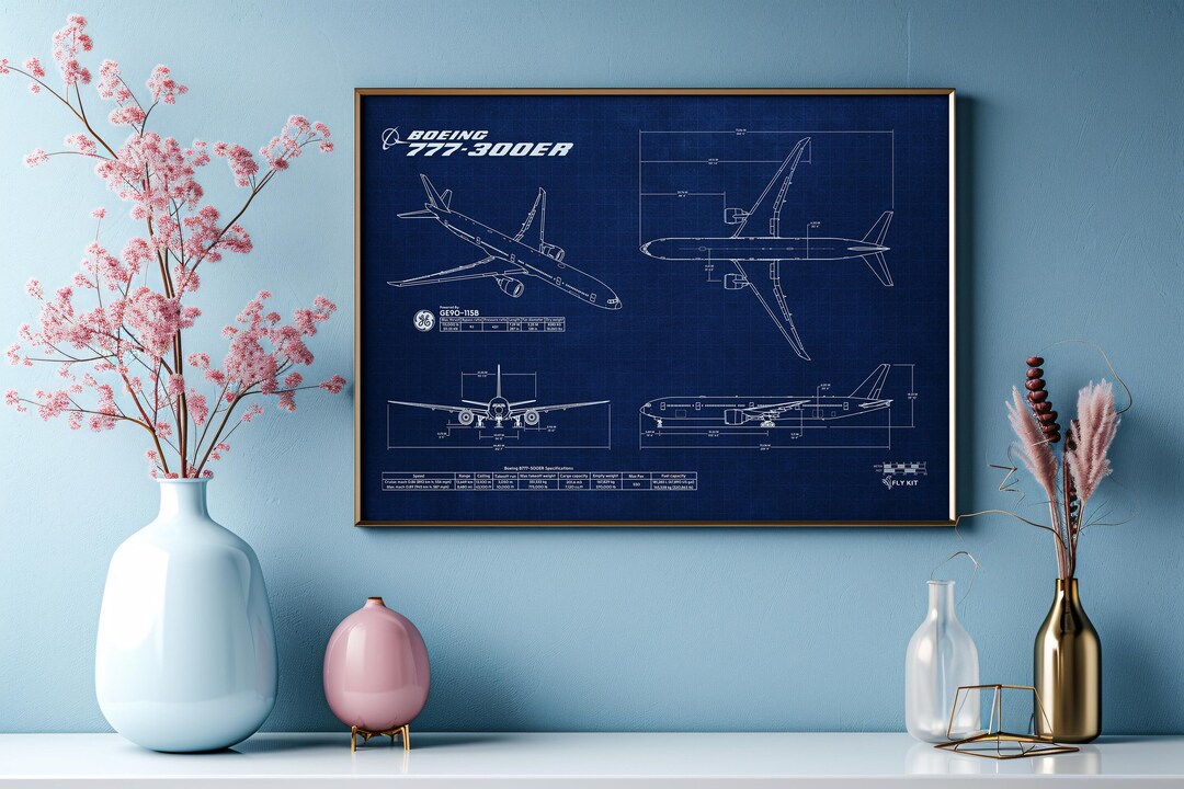 Boeing B777-300ER Horizontal Blueprint Premium Matte Paper Poster - Etsy