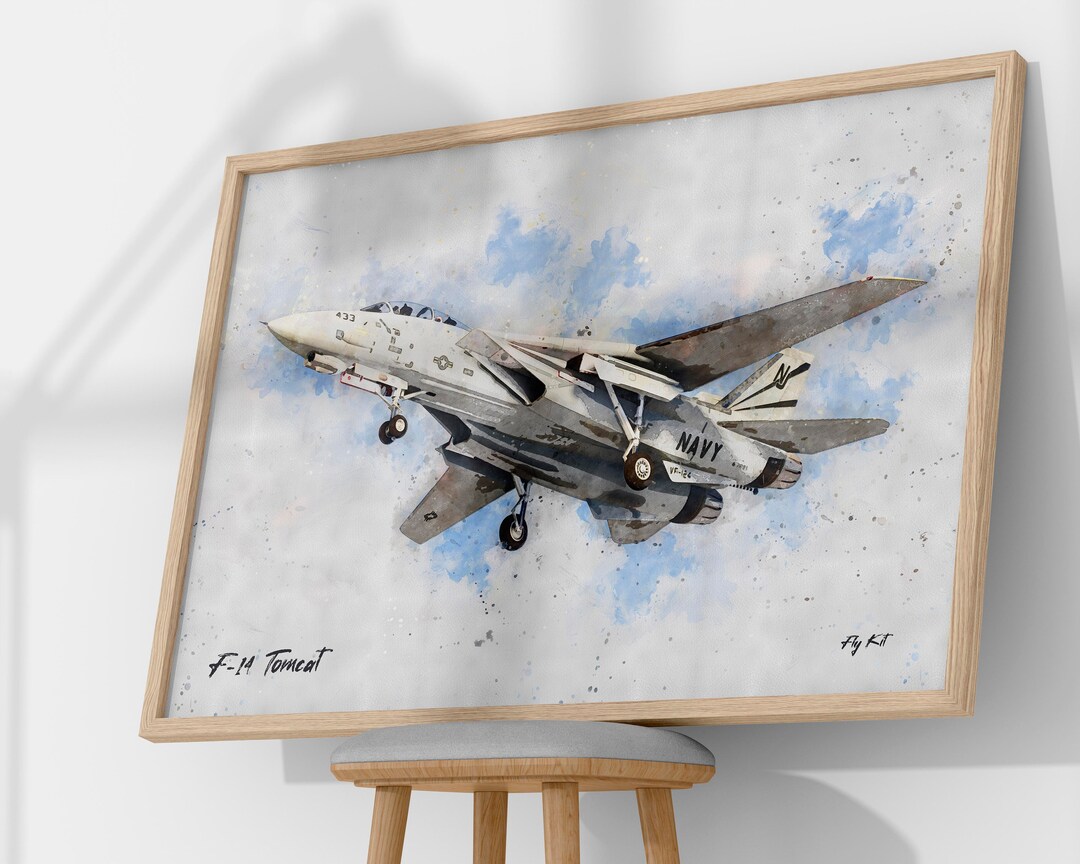 Grumman F-14 Tomcat Navy Watercolor Art Print | Fighter Jet Wall Art ...