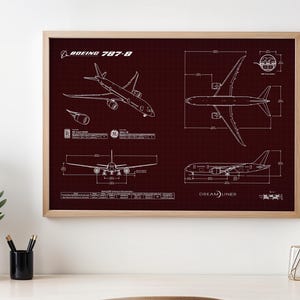 Boeing B787-8 Dreamliner Blueprint Horizontal | Premium Wall Art ...