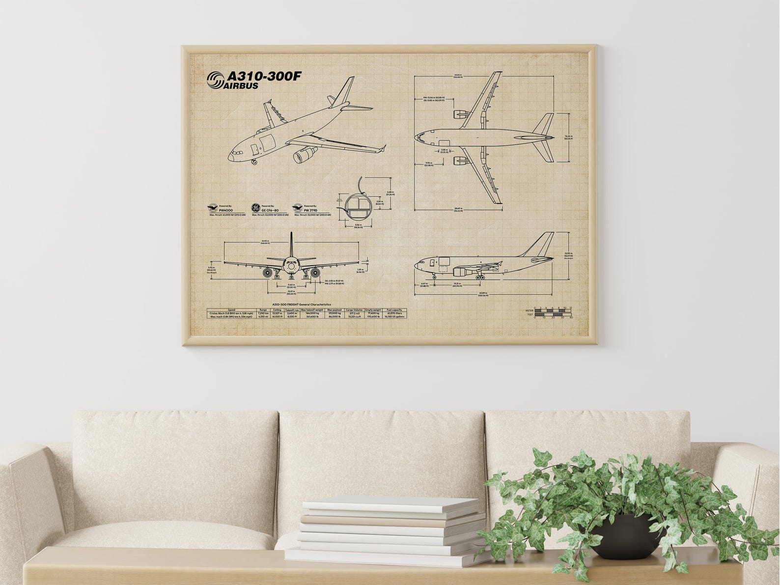 Airbus A310-300F Blueprint Poster Horizontal | Aviation Wall Art - Etsy