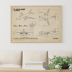 Airbus A310-300F Blueprint Poster Horizontal | Aviation Wall Art - Etsy