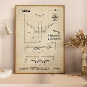 Boeing B787-9 Blueprint Poster Vertical | Aviation Wall Art - Etsy