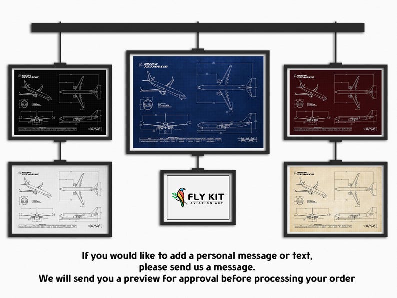 Boeing B737 MAX 10 Blueprint Poster Horizontal | Aviation Wall Art - Etsy