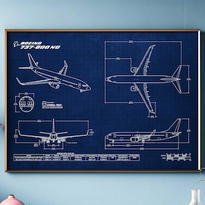 Boeing B737-800 NG Horizontal Blueprint Poster | Aviation Enthusiast ...